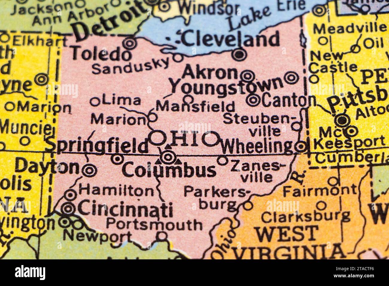 close up of usa map showing the state of ohio Stock Photo - Alamy