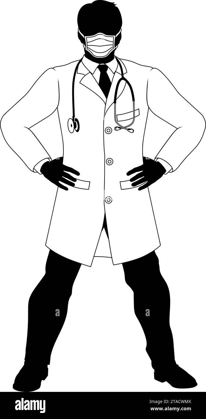 Doctor Man Medical Silhouette Healthcare Person Stock Vector Image ...