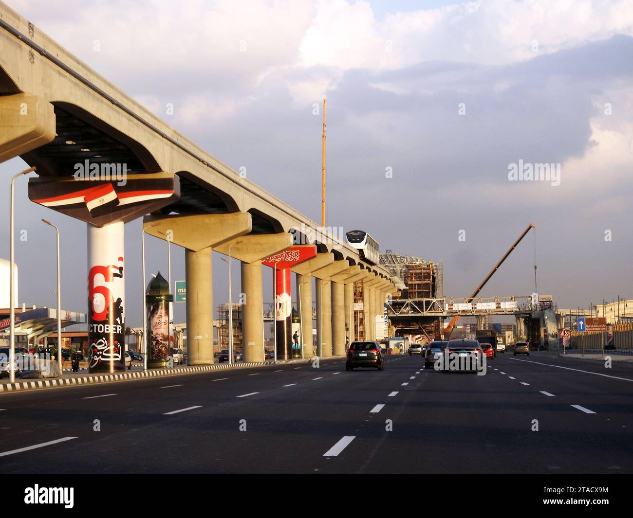 Cairo, Egypt, November 14 2023: Egypt monorail on its track in front of ...