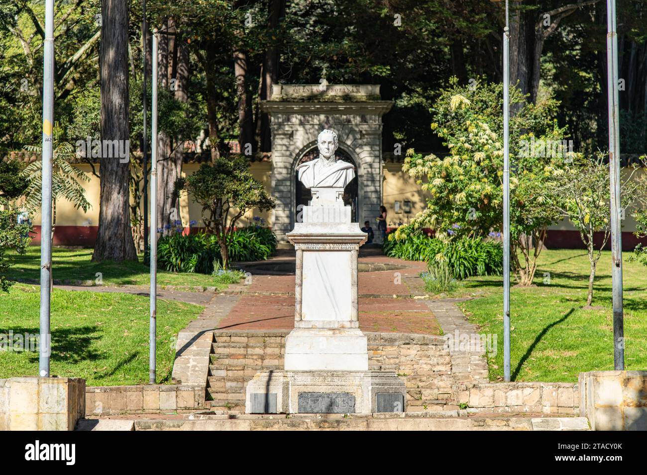 The marble sculpture memorial of Simón Bolívar outside the Quinta de ...