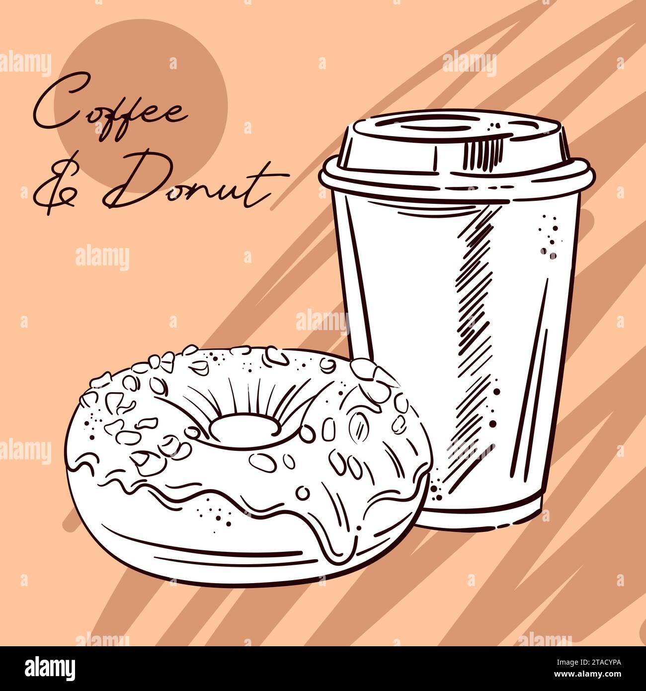 Sketch hand drawn vector illustration of takeaway disposable Coffee ...