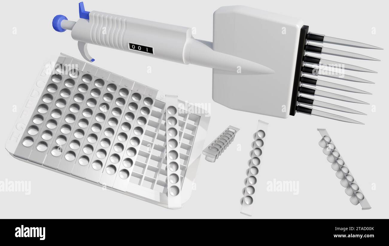 Close Up Enzyme Linked Immunosorbent Assay Elisa Kits Removeable Plate Strips Reagents