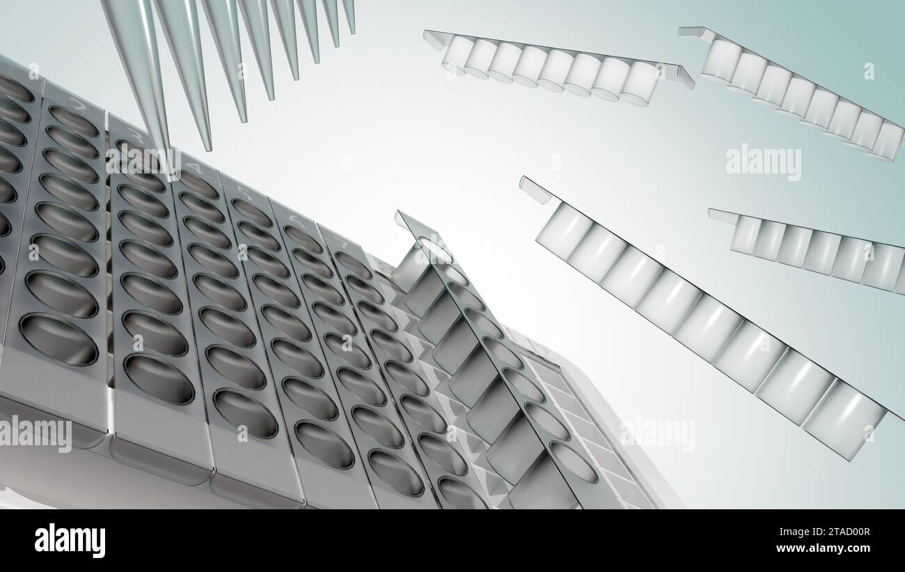 Close Up Enzyme Linked Immunosorbent Assay Elisa Kits Removeable Plate Strips Reagents