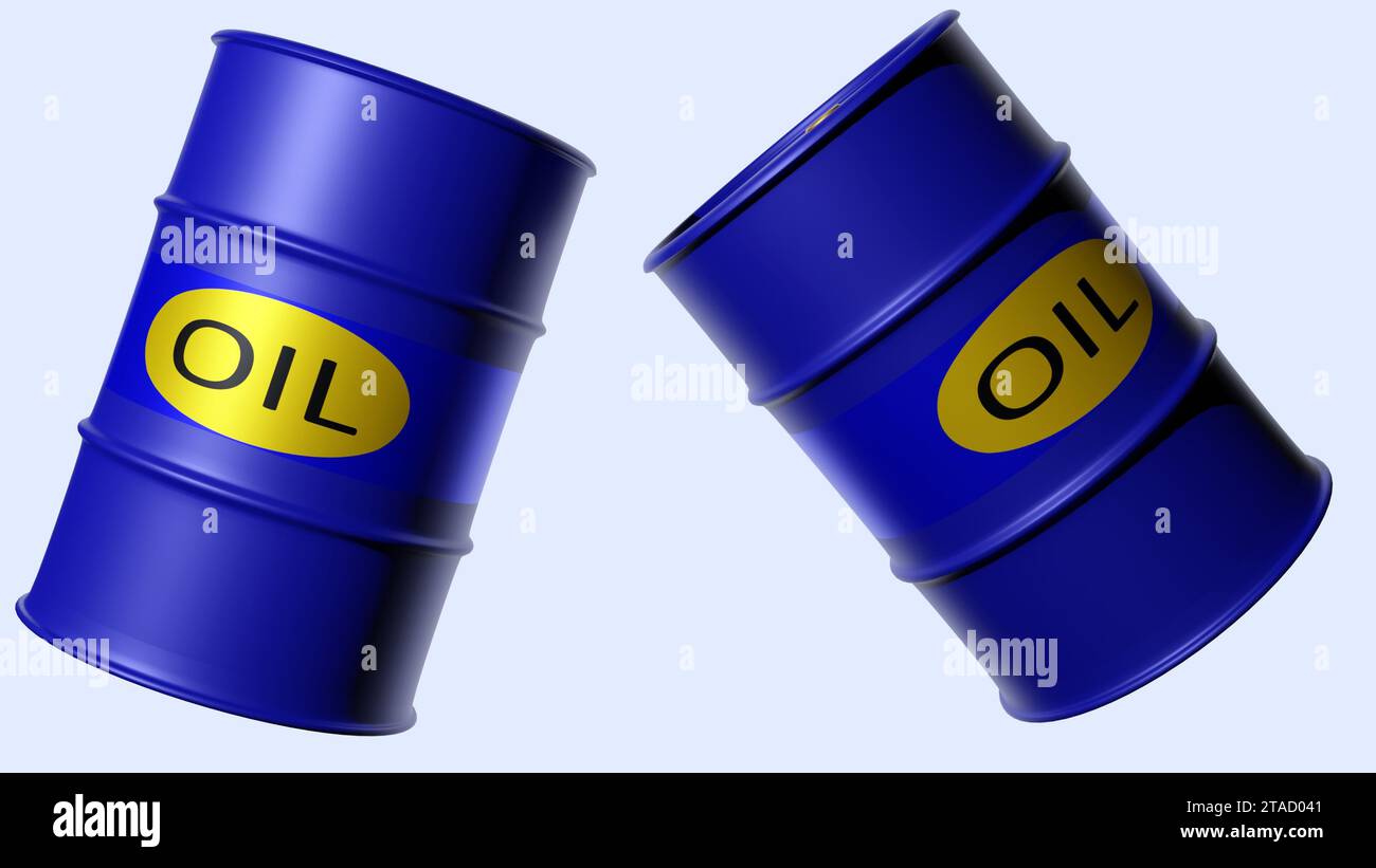 3d rendering of fossil fuel, petroleum gasoline barrels on a black ...