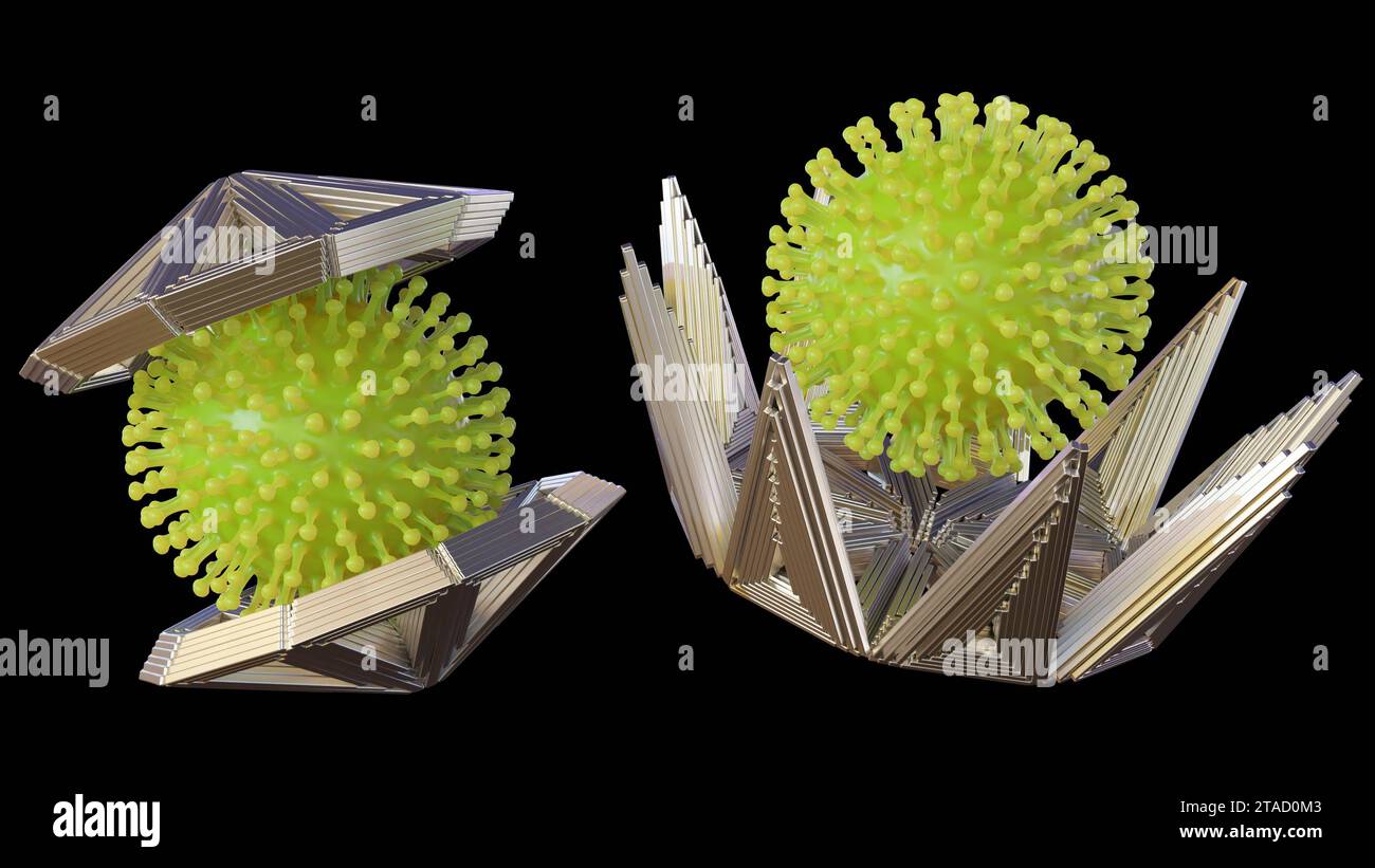 DNA origami technology have been able to engulf a whole virus body or ...