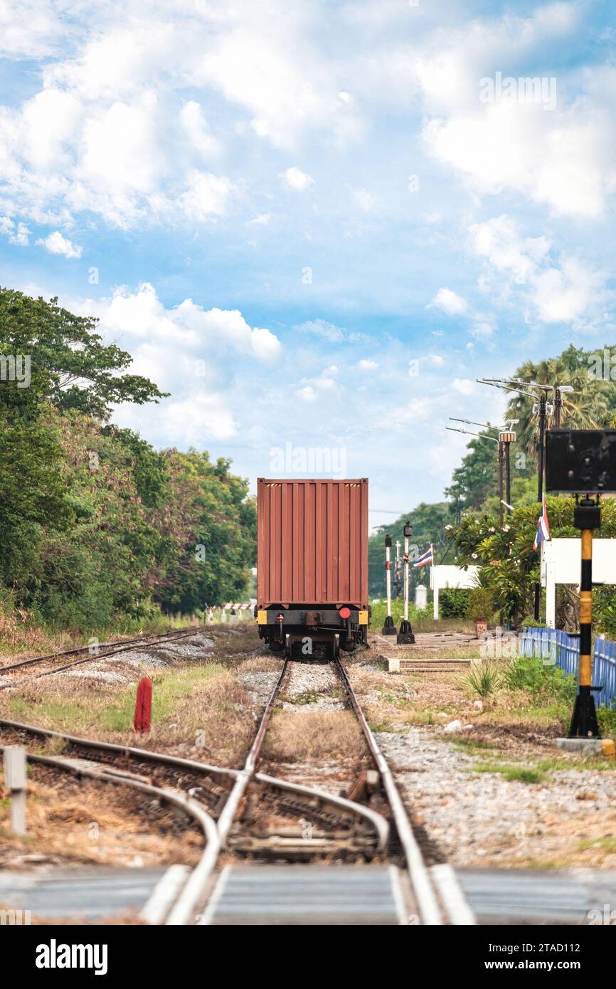 Train carrying cargo container shipping and freight transportation on ...