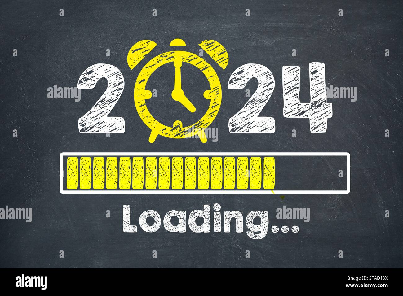 Loading New Year 2024 on Chalkboard Background Stock Photo - Alamy