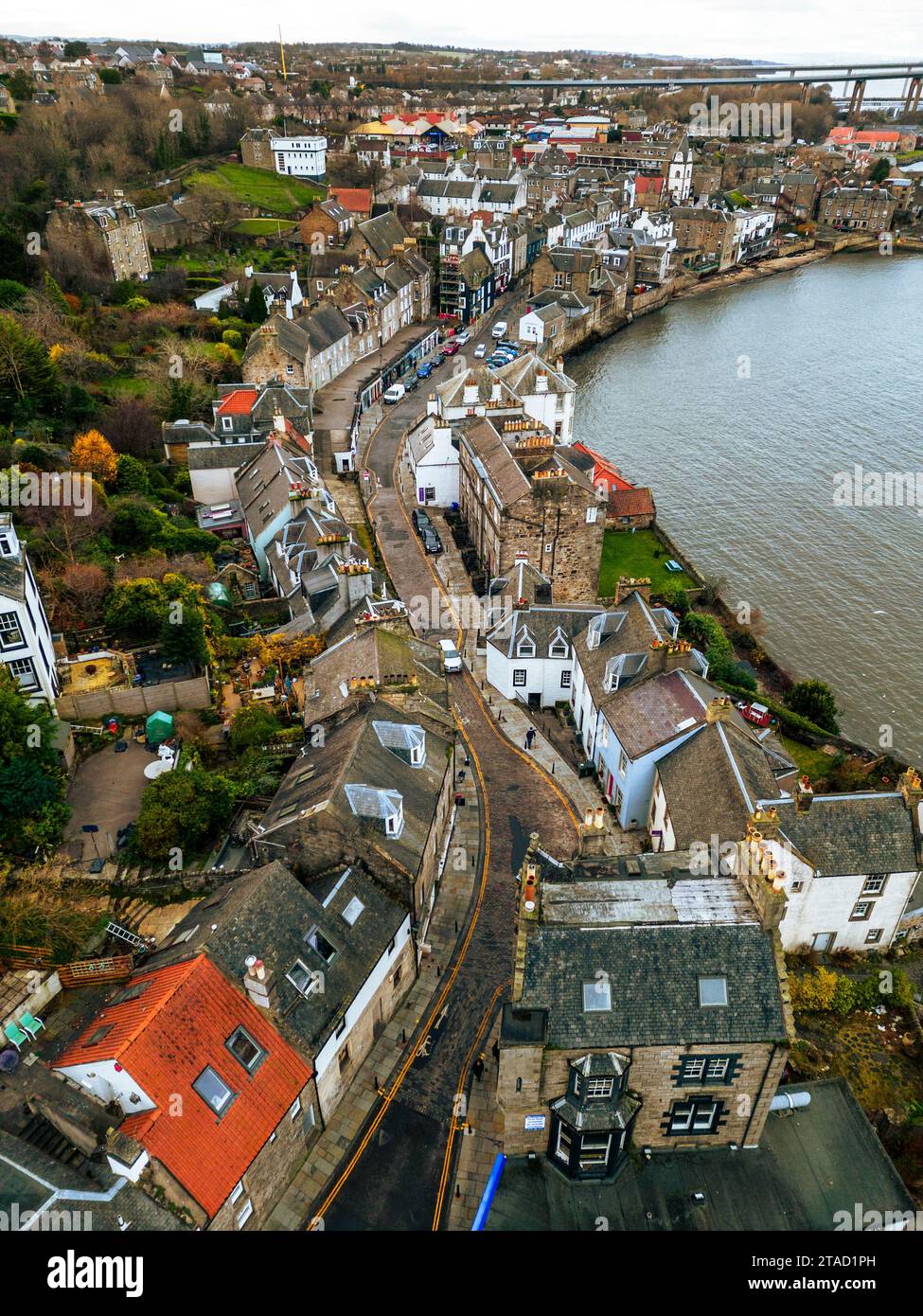 Aerial view of village of South Queensferry, Scotland, UK Stock Photo ...