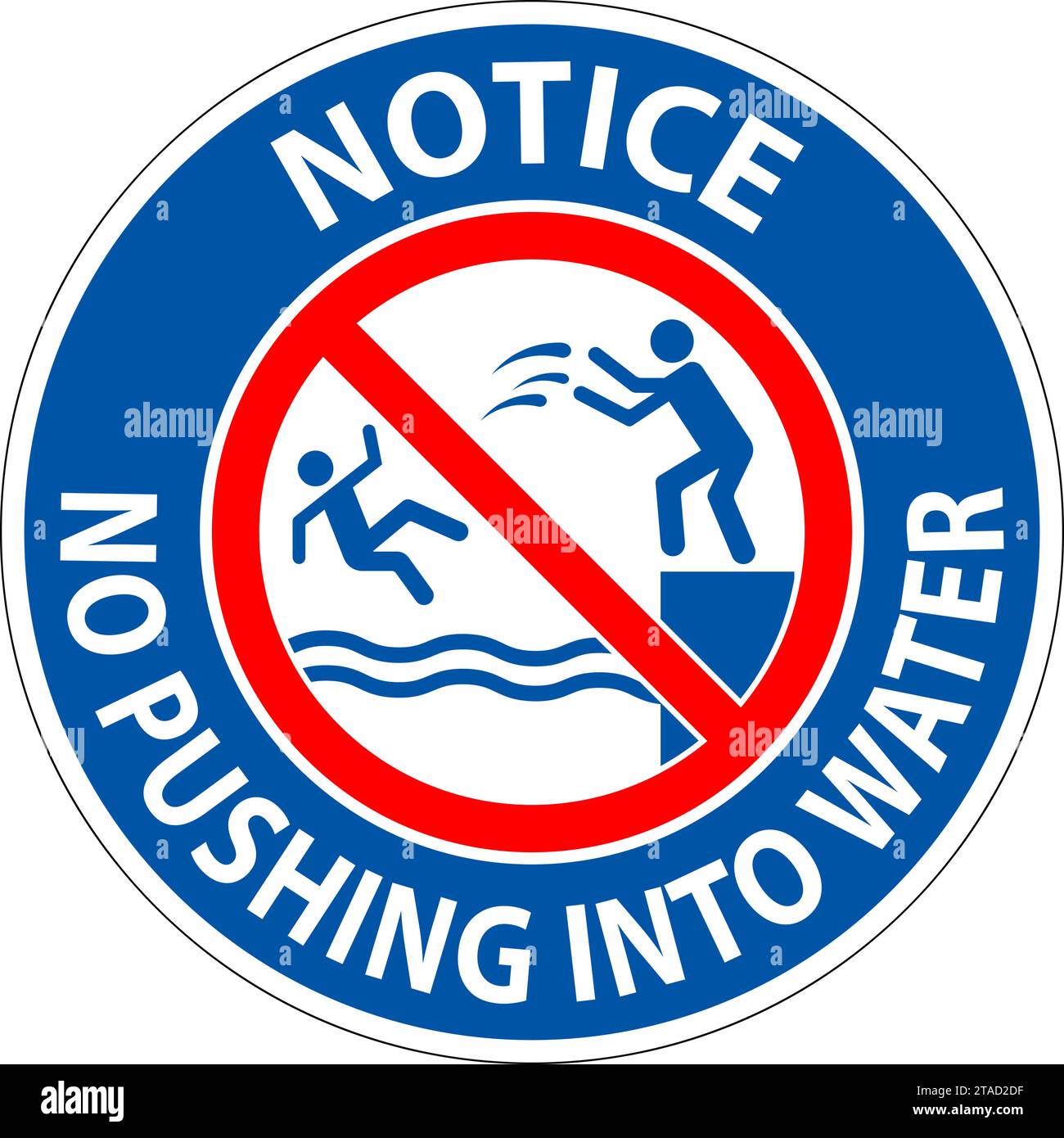 Water Safety Sign Attention, No Pushing Into Water Stock Vector Image ...
