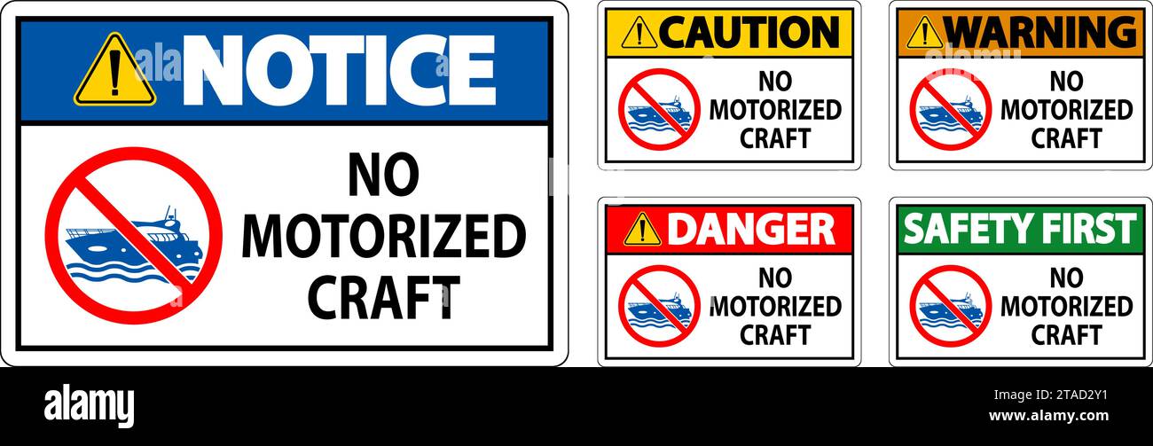 Water Safety Sign Attention, No Motorized Craft Stock Vector Image ...