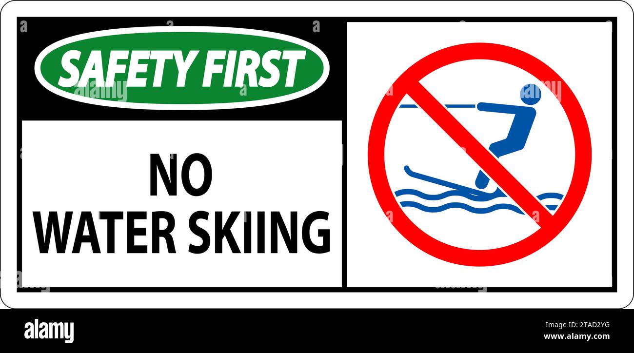 Water Safety Sign Attention, No Water Skiing Stock Vector Image & Art ...