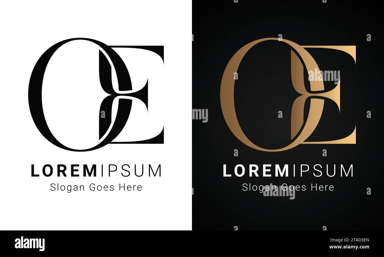 Luxury Initial EO or OE Monogram Text Letter Logo Design Stock Vector ...