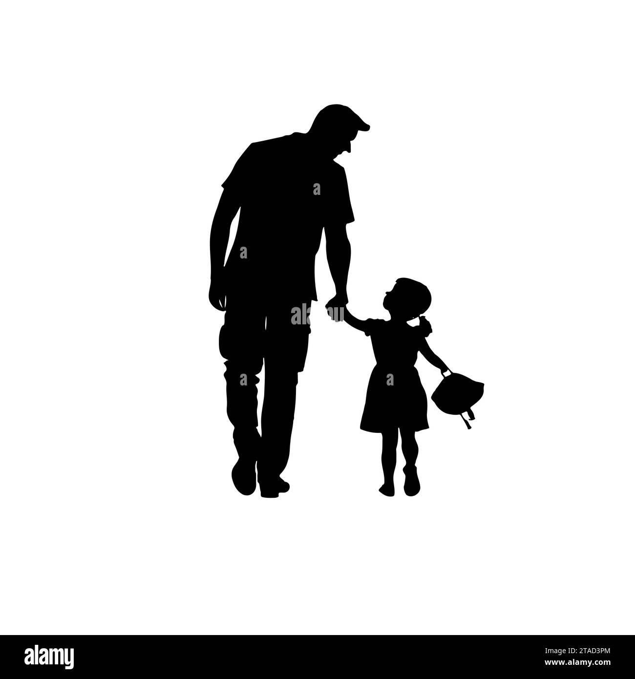Emotional minimalist silhouette depicting father with his child ...