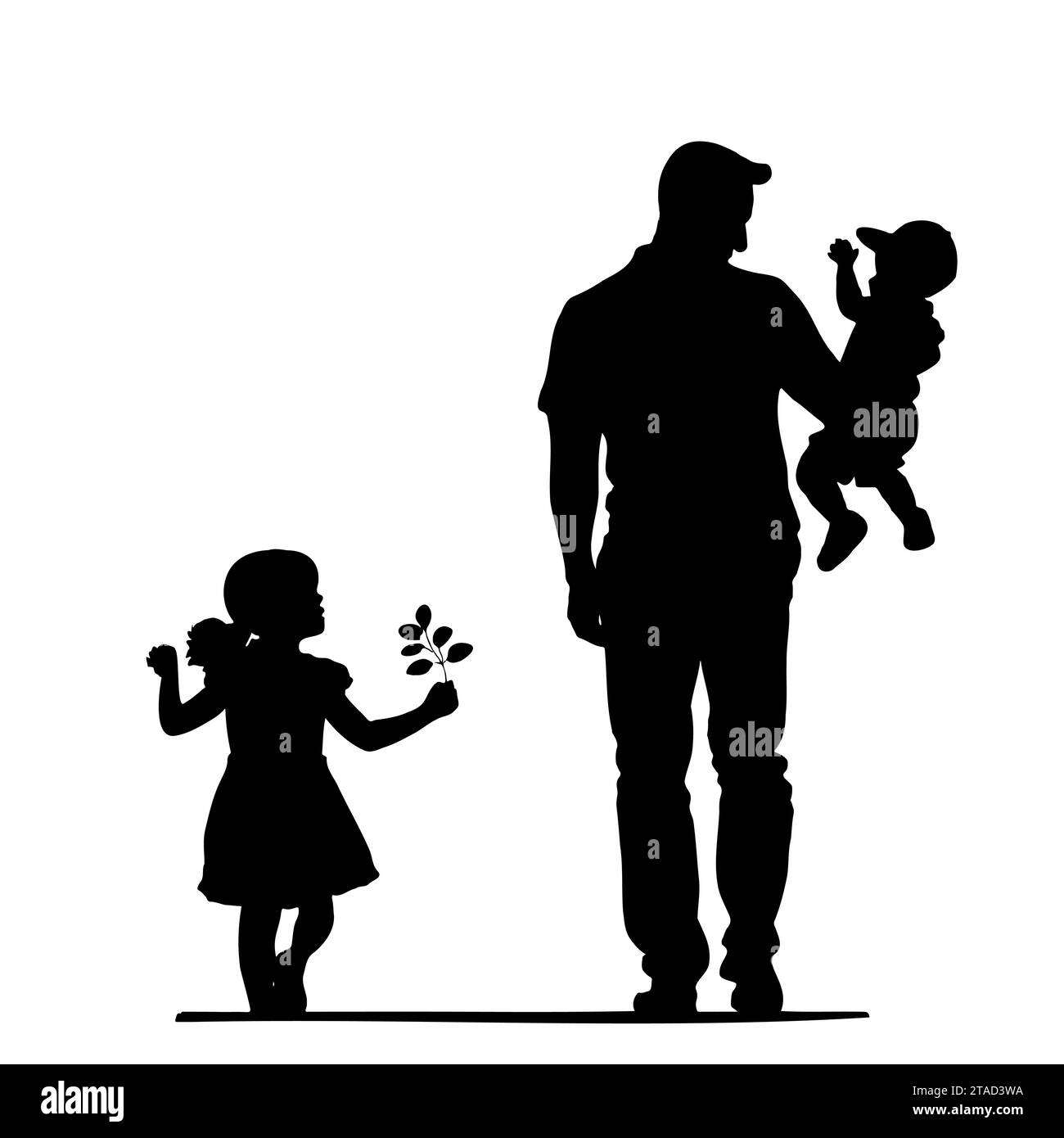 Emotional minimalist silhouette depicting father with his child ...