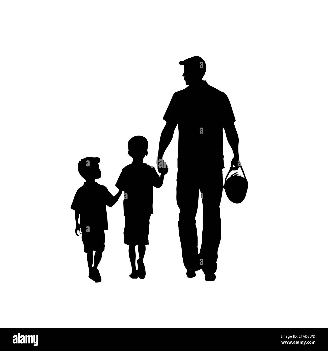 Emotional minimalist silhouette depicting father with his child ...