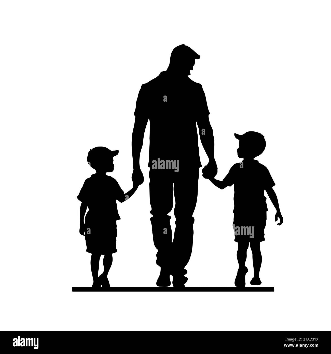 Father's Day silhouette design, son and father. Hand drawn vector ...