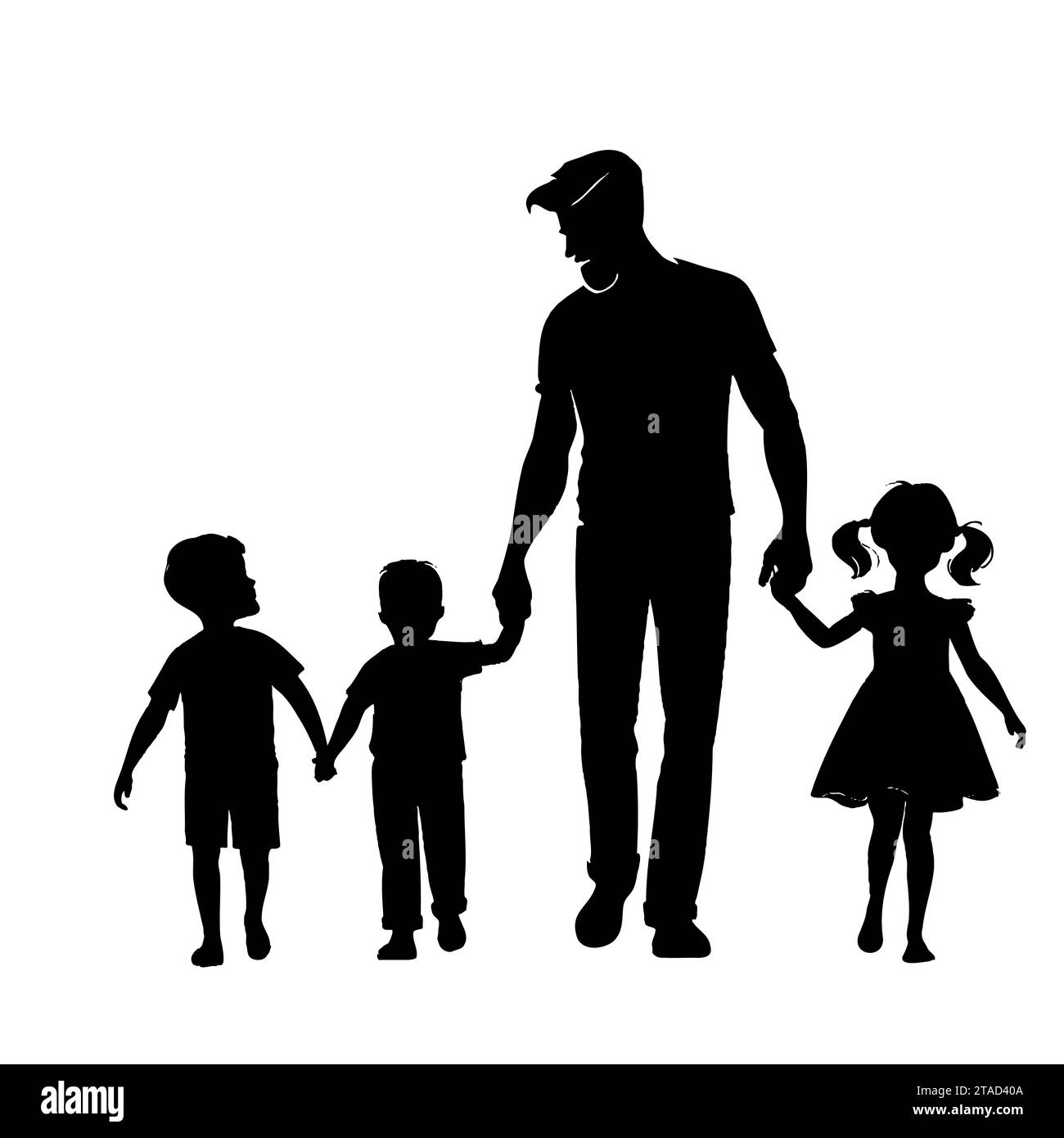 Emotional minimalist silhouette depicting father with his child ...