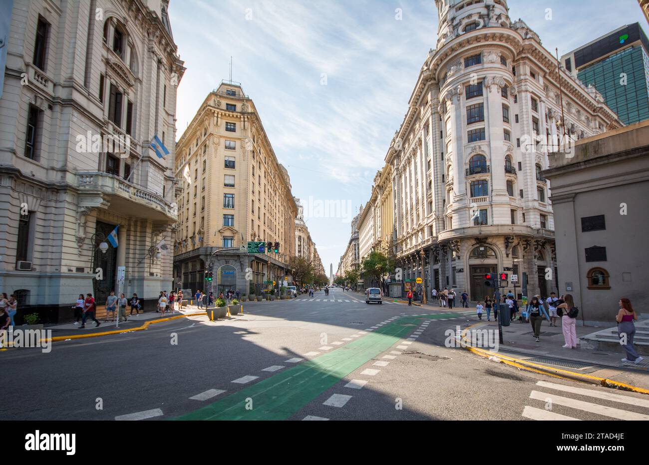 View of the Obelisk in Buenos Aires, Argentina, from the Av. Pres ...