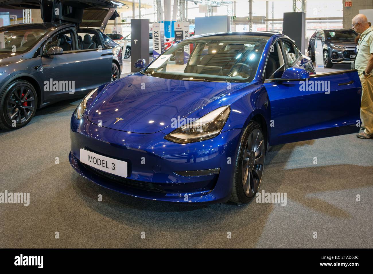 Tesla Model 3 electric car at ECAR SHOW - Hybrid and Electric Motor ...