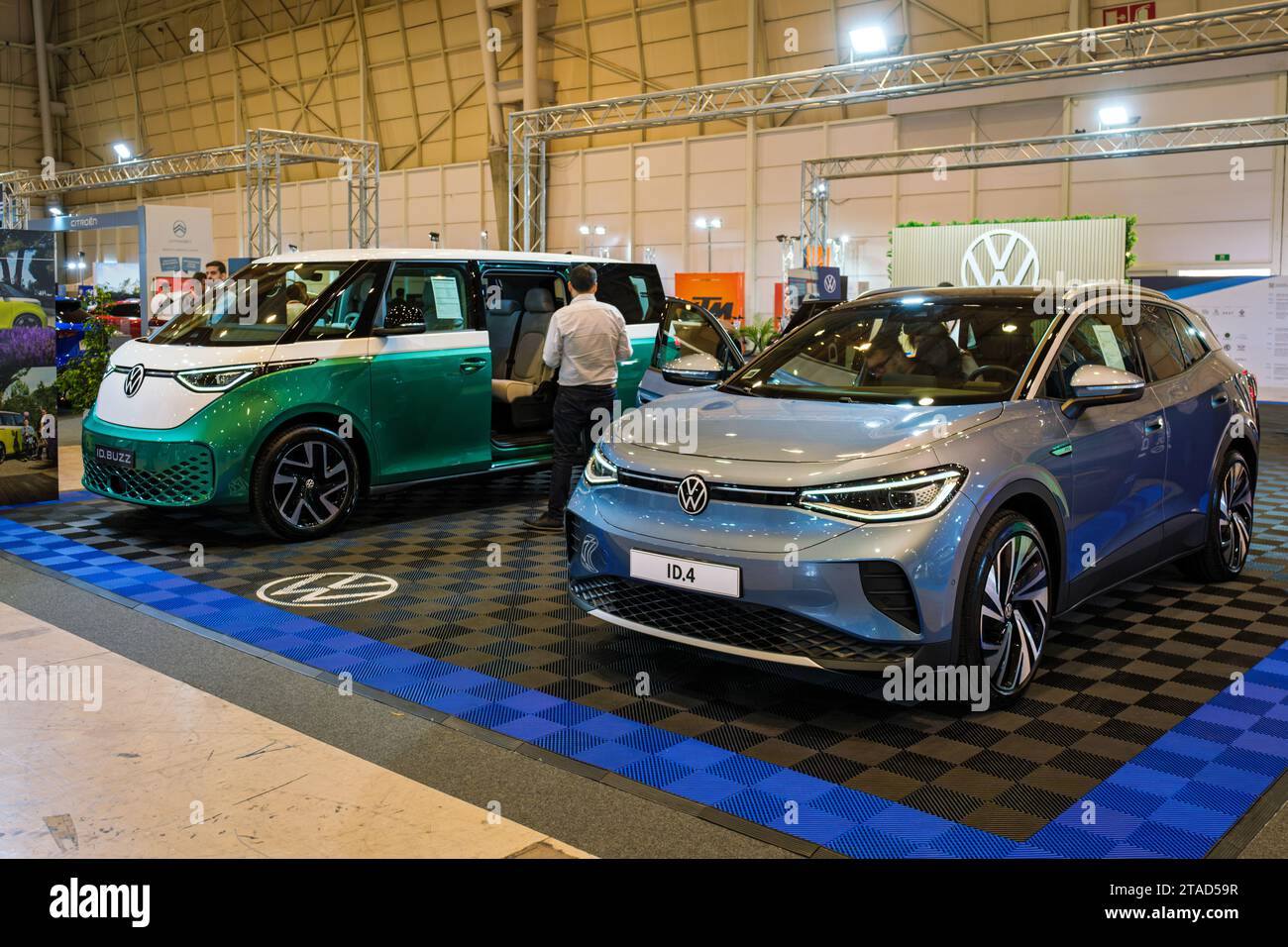 VW ID.Buzz electric bus and VW ID.4 electric car at ECAR SHOW - Hybrid ...