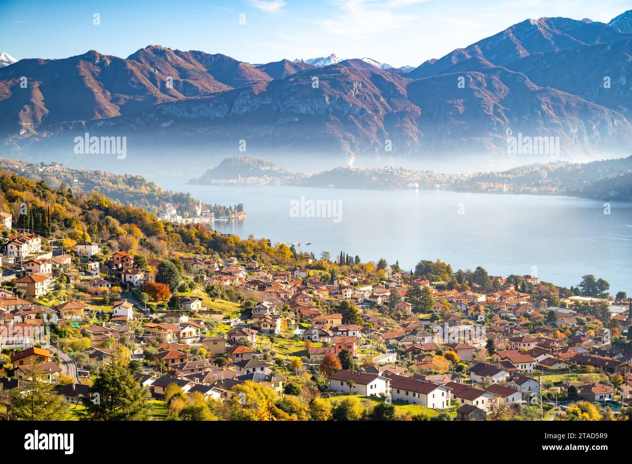 The panorama of Lake Como photographed from Ossuccio, showing the ...