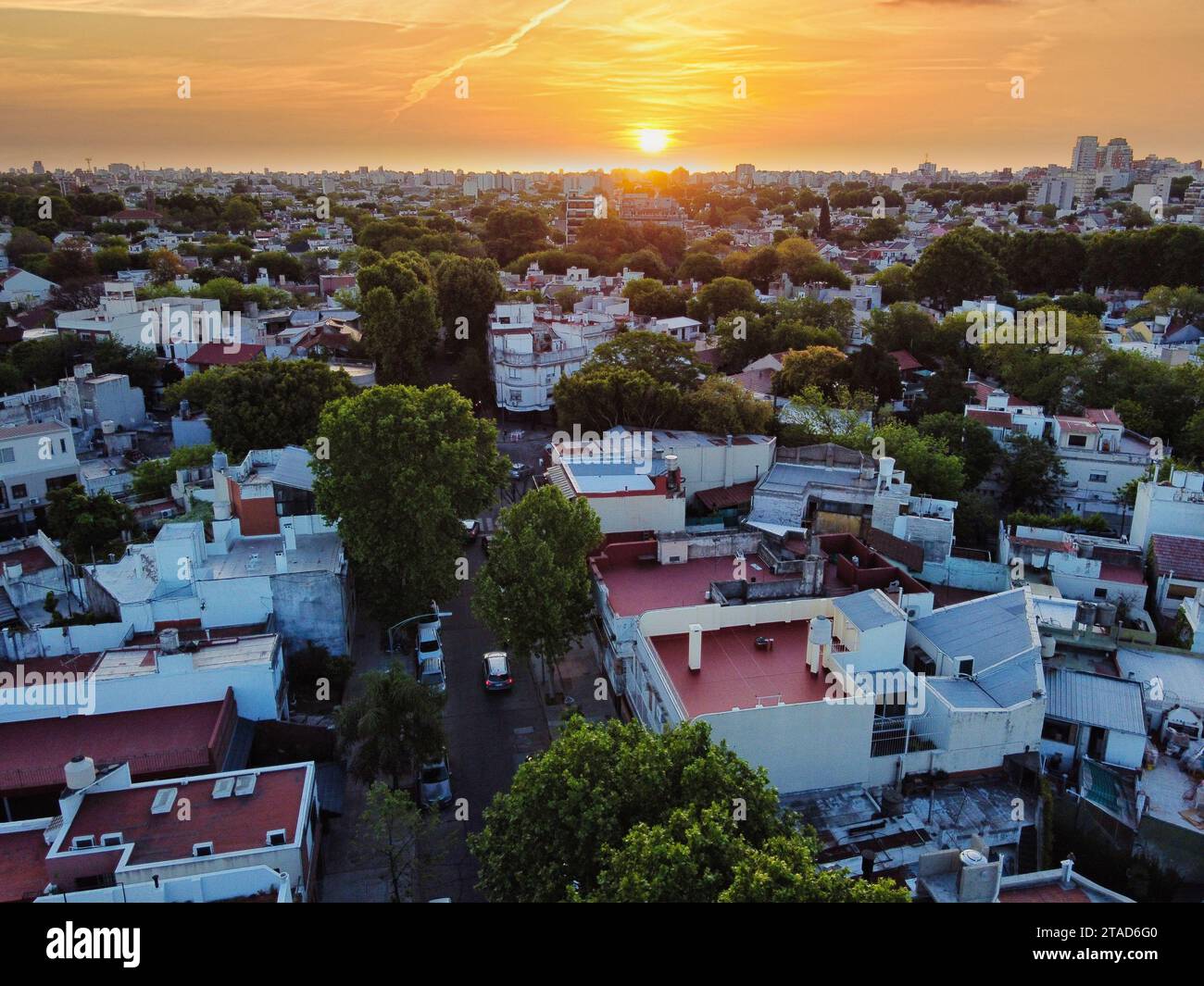Sunset in the Parque Chas neighborhood of Buenos Aires Stock Photo - Alamy