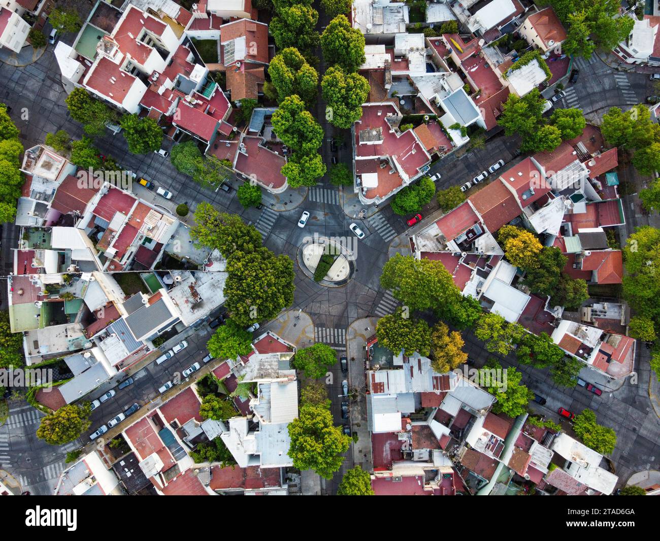 Intersection of streets in the center of the Parque Chas neighborhood ...