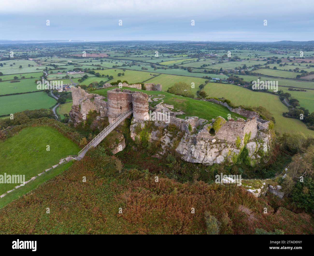 Aerial view of Beeston Castle in Cheshire, England. Autumn (October ...