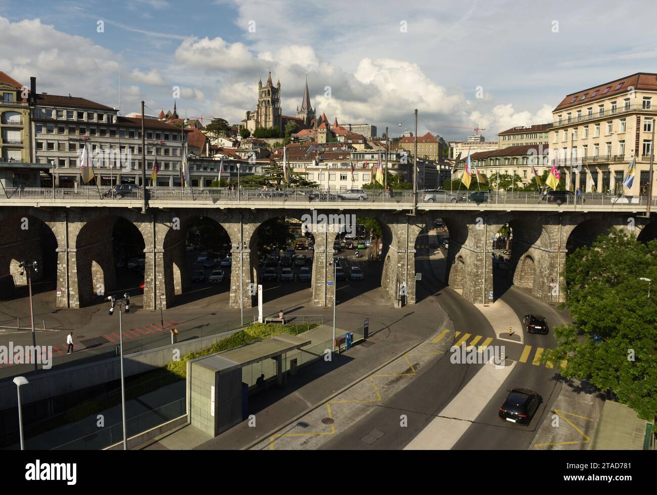 Lausanne, Switzerland - June 05, 2017: Lausanne cityscape with Grand ...