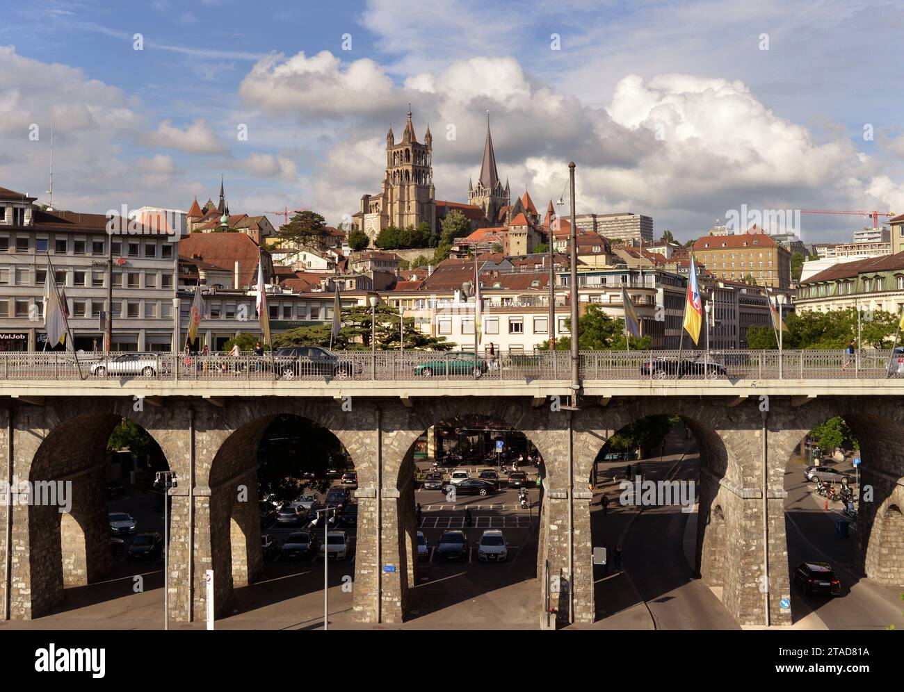 Lausanne, Switzerland - June 05, 2017: Lausanne cityscape with Grand ...