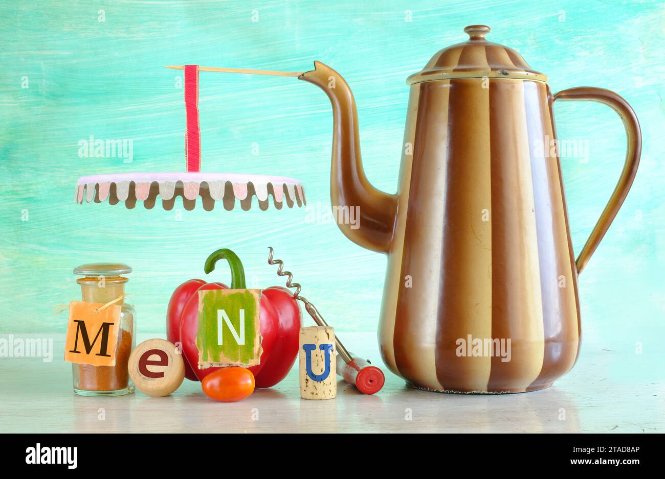 Super cute menu template with bell pepper, spices and vintage typefaces ...