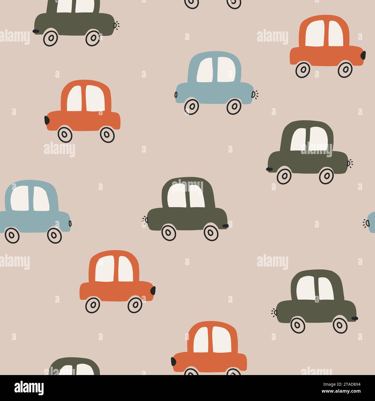 Cute childish seamless repeating children simple pattern with cars ...