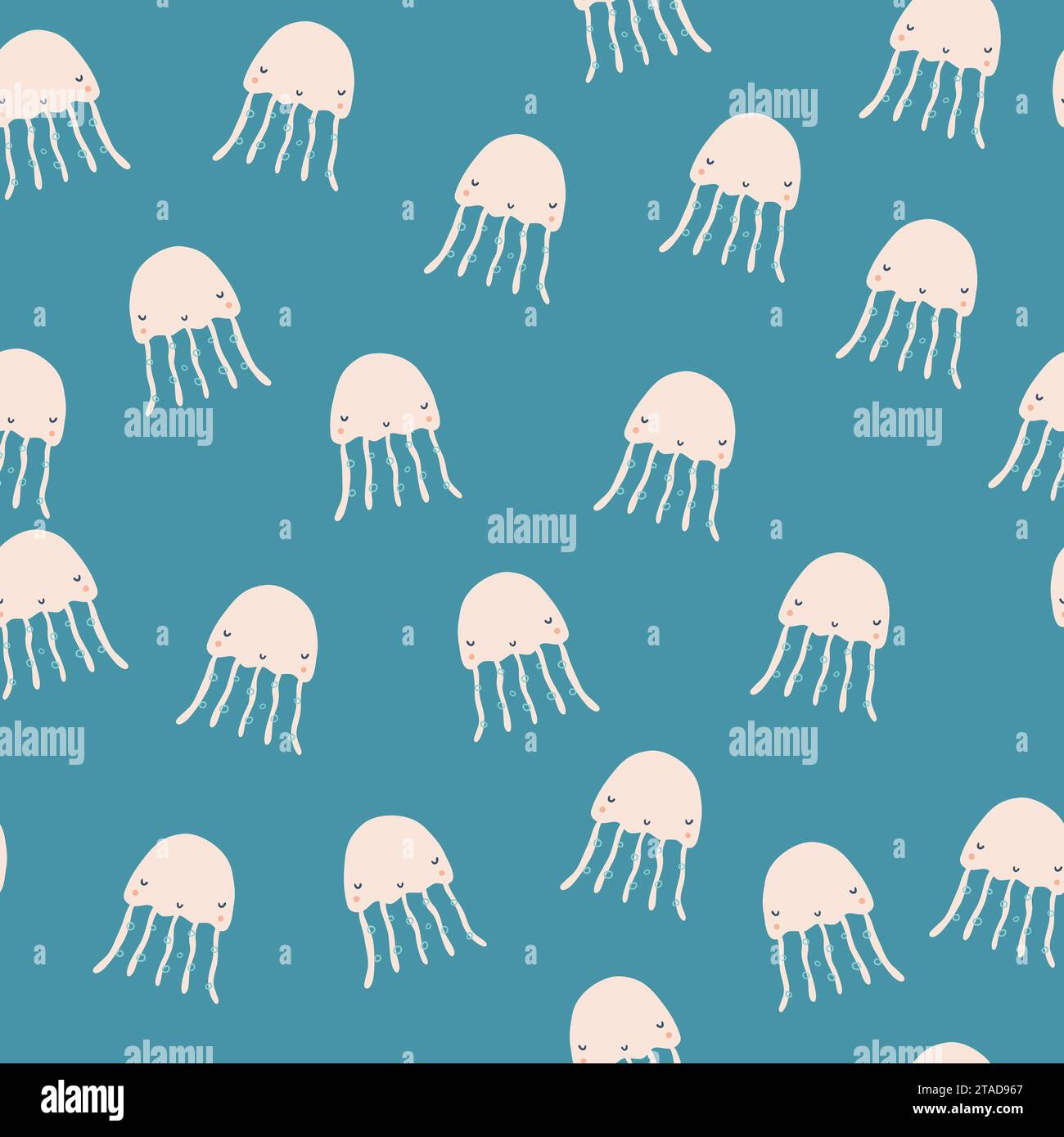 Cute childish seamless repeating simple flat pattern with jellyfish ...