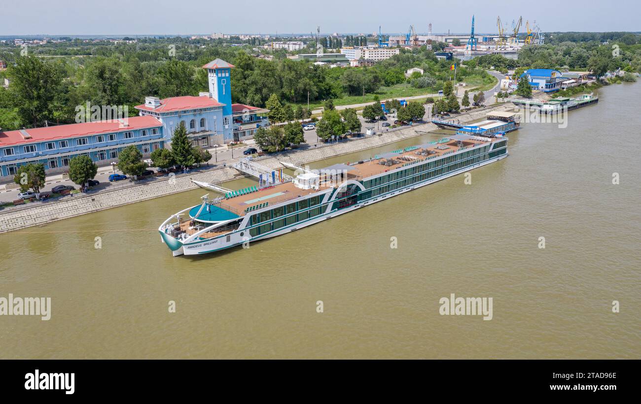 Aerial drone view of river cruise ship AMADEUS BRILLIANT (Lüftner ...