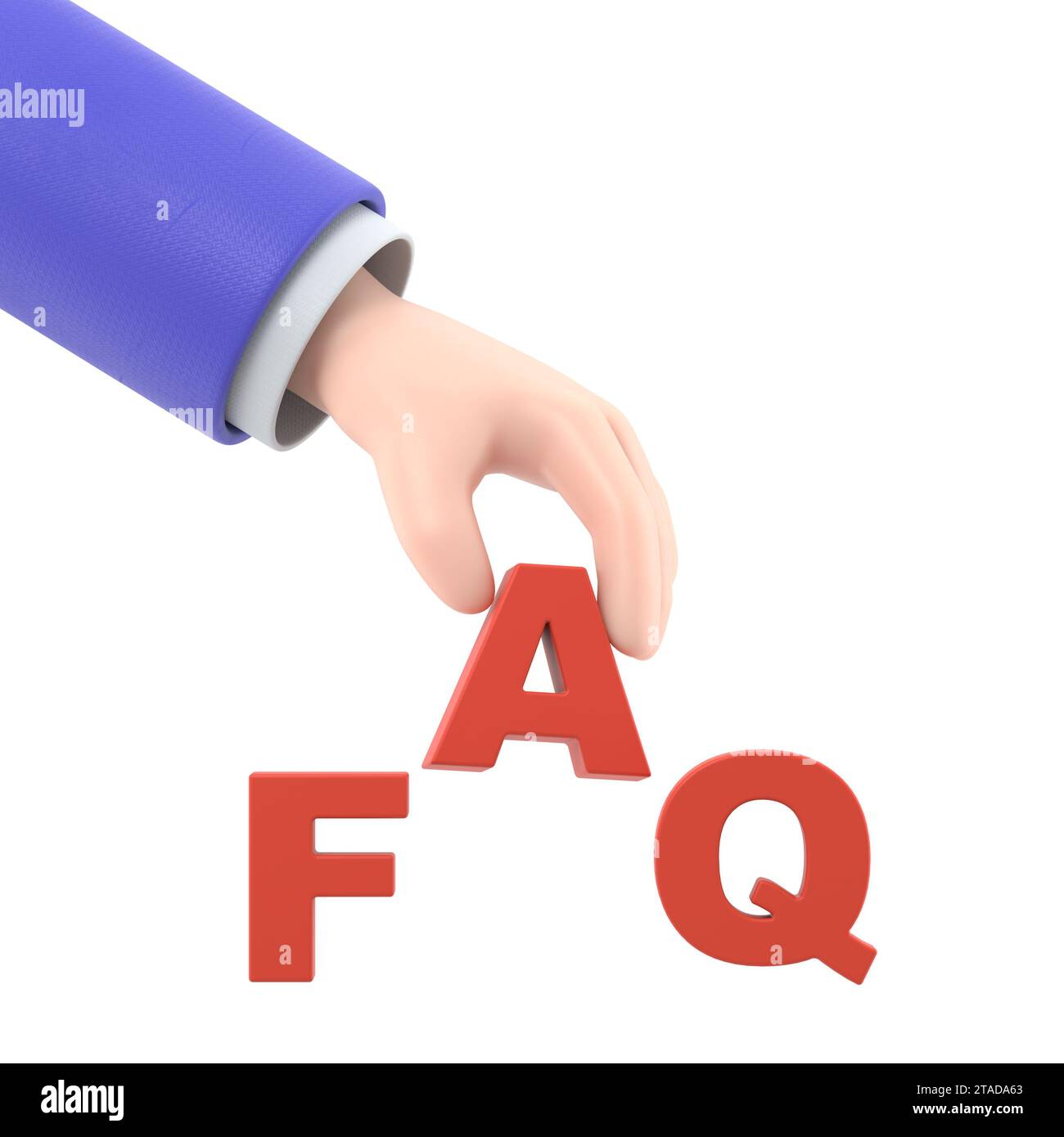 3d hand and word FAQ concept,Cartoon Gesture Icon Mockup. 3D rendering ...