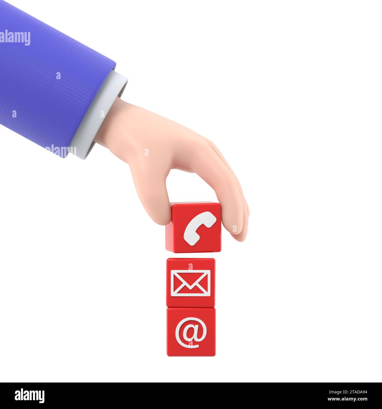 Cartoon Gesture Icon Mockup. 3d hand stacking three contact symbols,3D ...