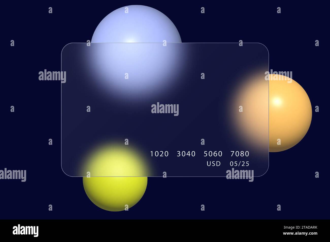 Bank card template in glass morphism style. Horizontal presentation ...