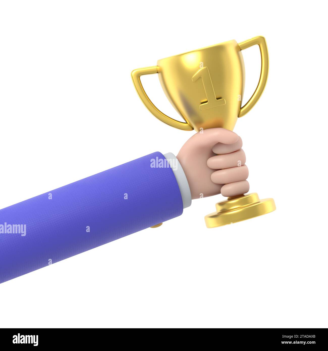 Stars awards hold in hand winner. Golden trophy. 3d illustration flat ...