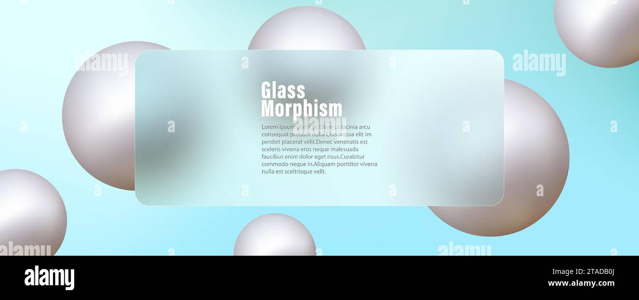 Website landing page template in glass morphism style. Horizontal ...