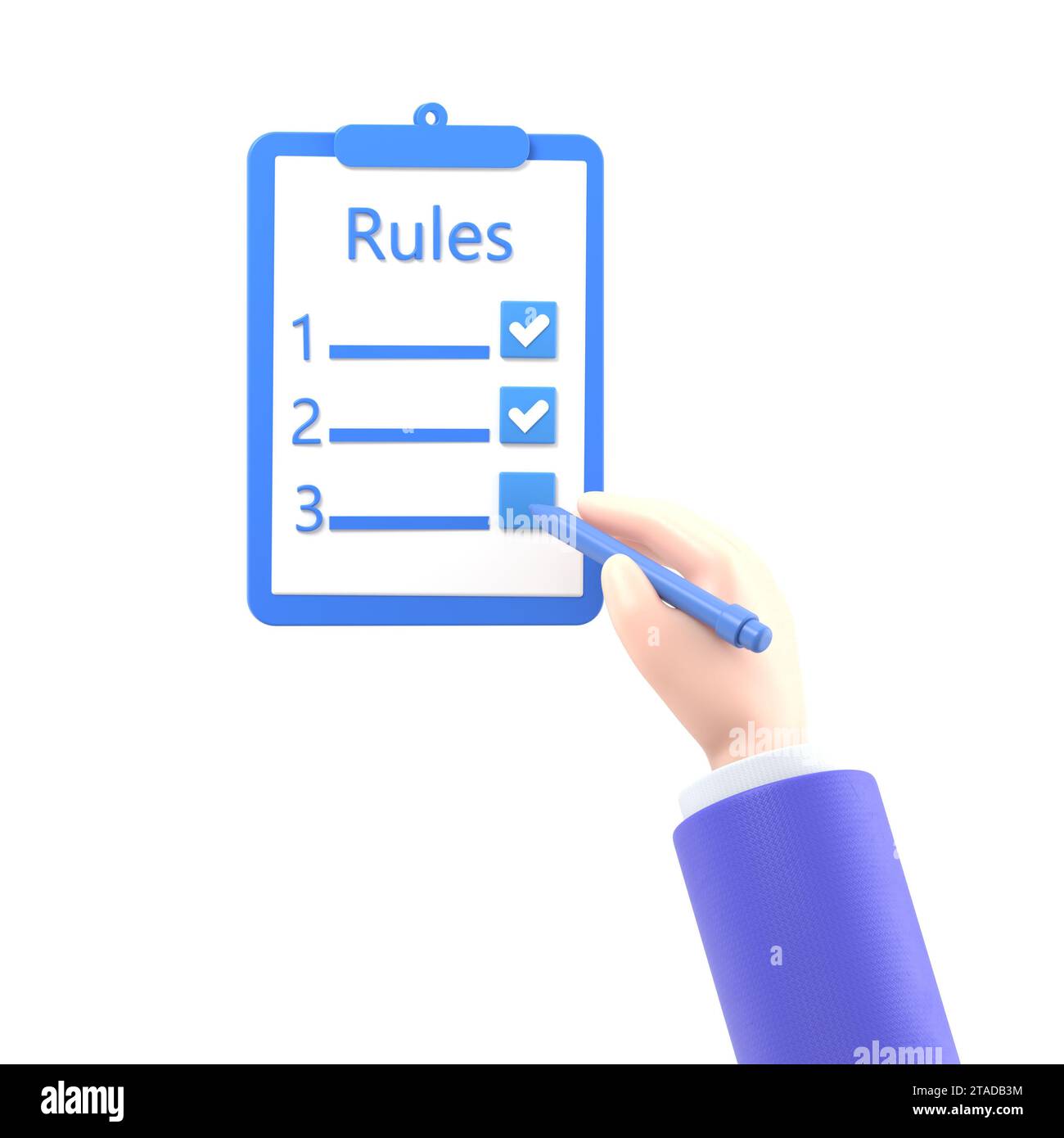 Rules concept. Businessman holding in hand clipboard with regulations ...