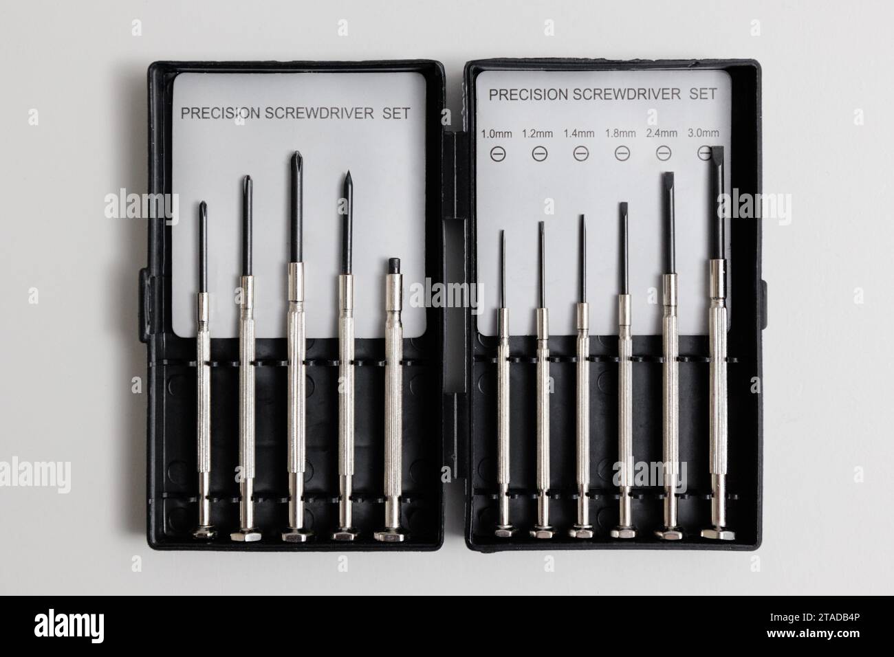 screwdriver set in black plastic box over white background Stock Photo ...