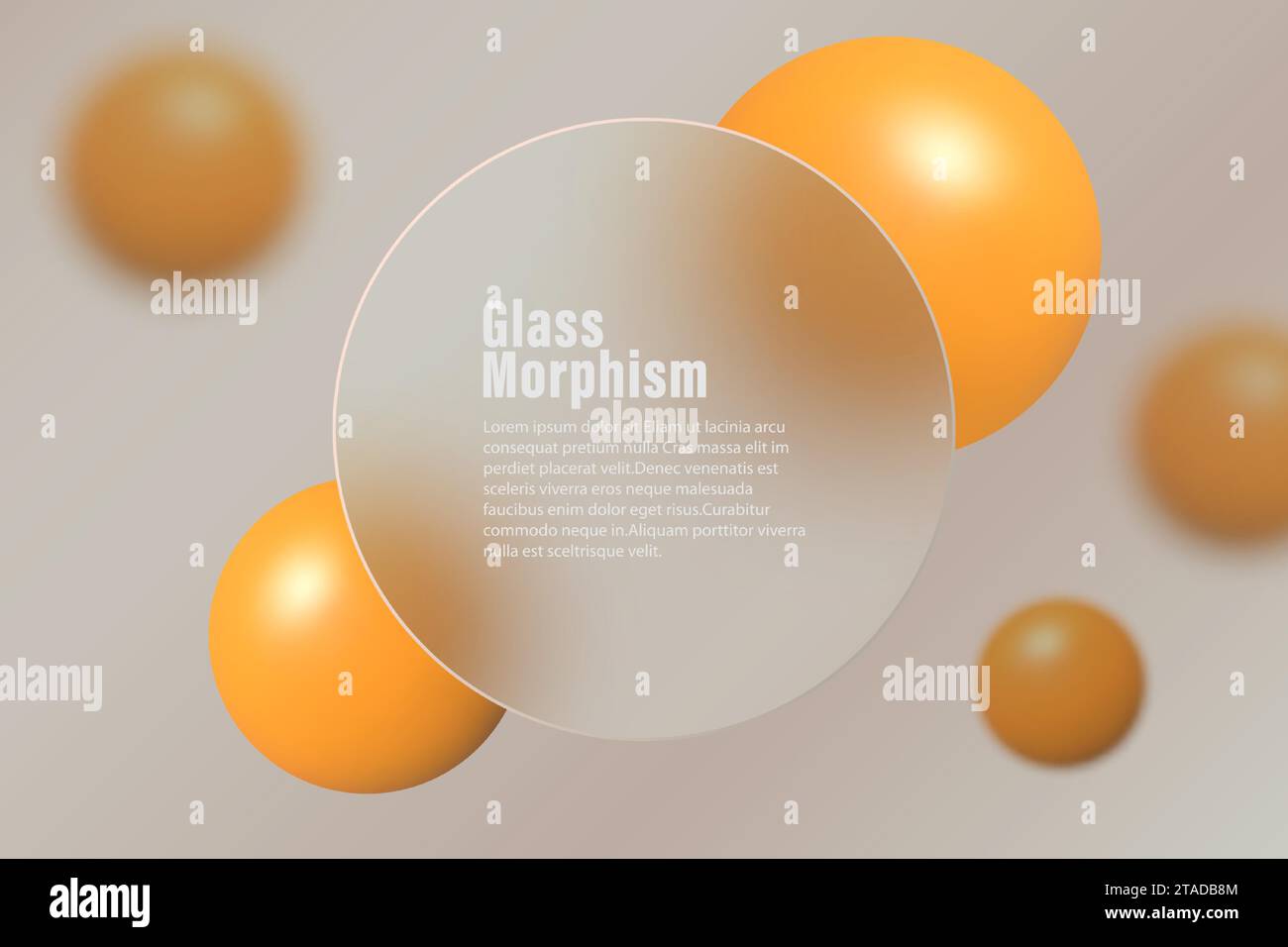 Glass morphism landing page with round frame. Vector illustration with ...