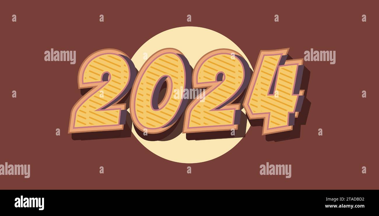 Happy New Year 2024 Design with Vintage Style. Vector Design for Poster ...