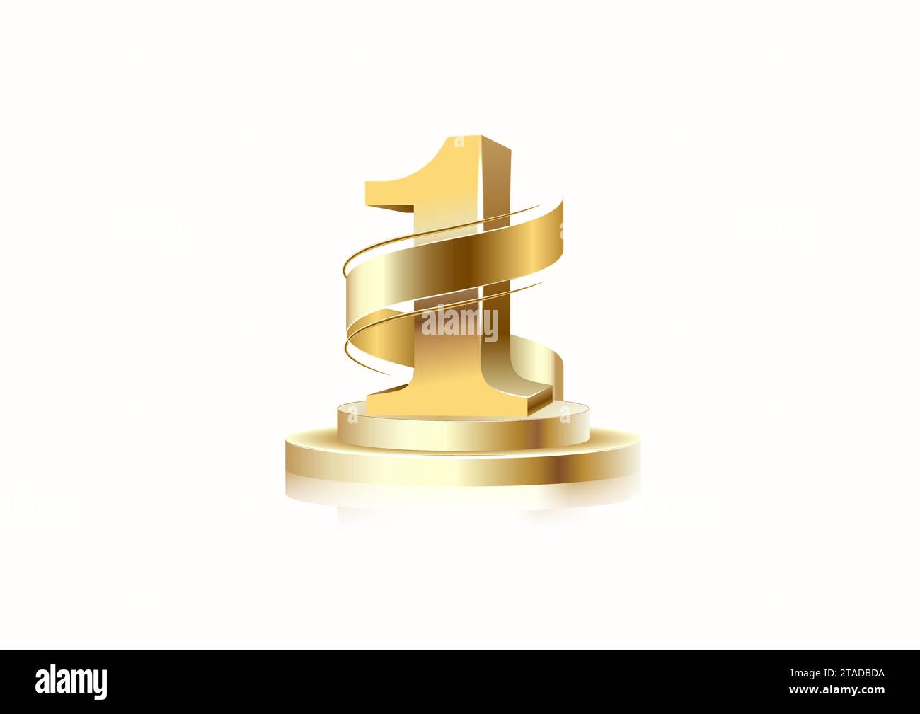 Stage podium with the number one gold on a white background. Vector ...