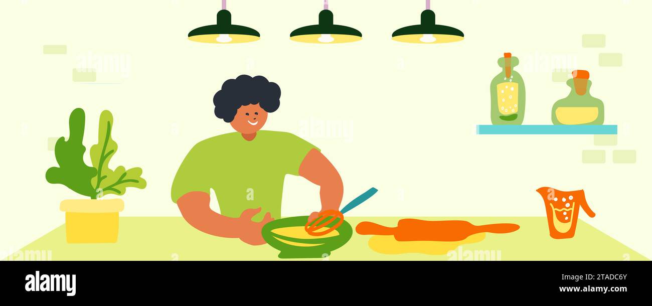 Man prepares dough Stock Vector Images - Alamy