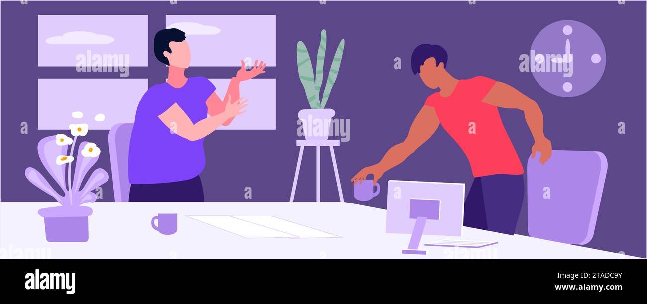 Men at the workplace. Comfortable workplace, variety. Emotional ...