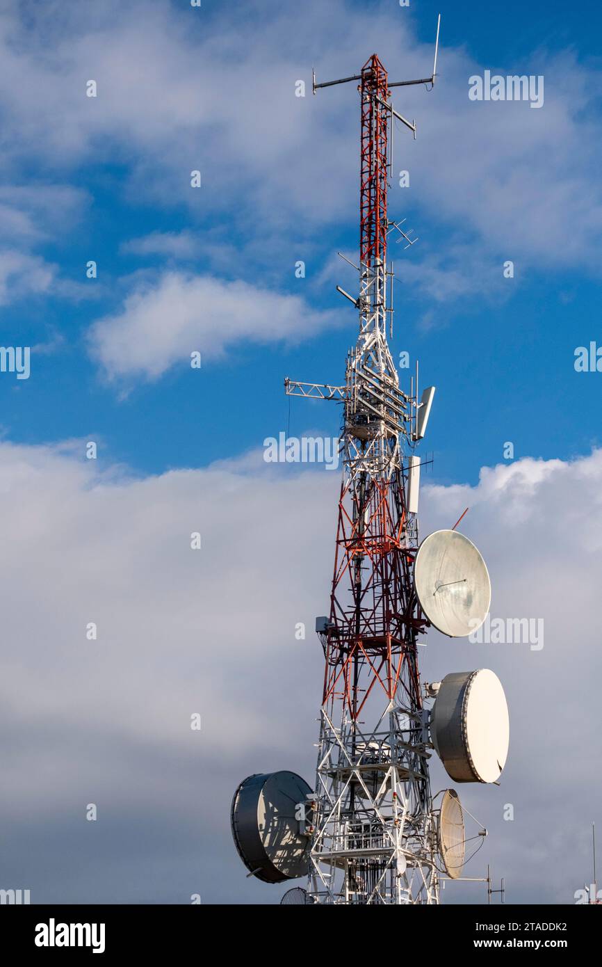 Communications tower in the province of Barcelona in Spain Stock Photo ...