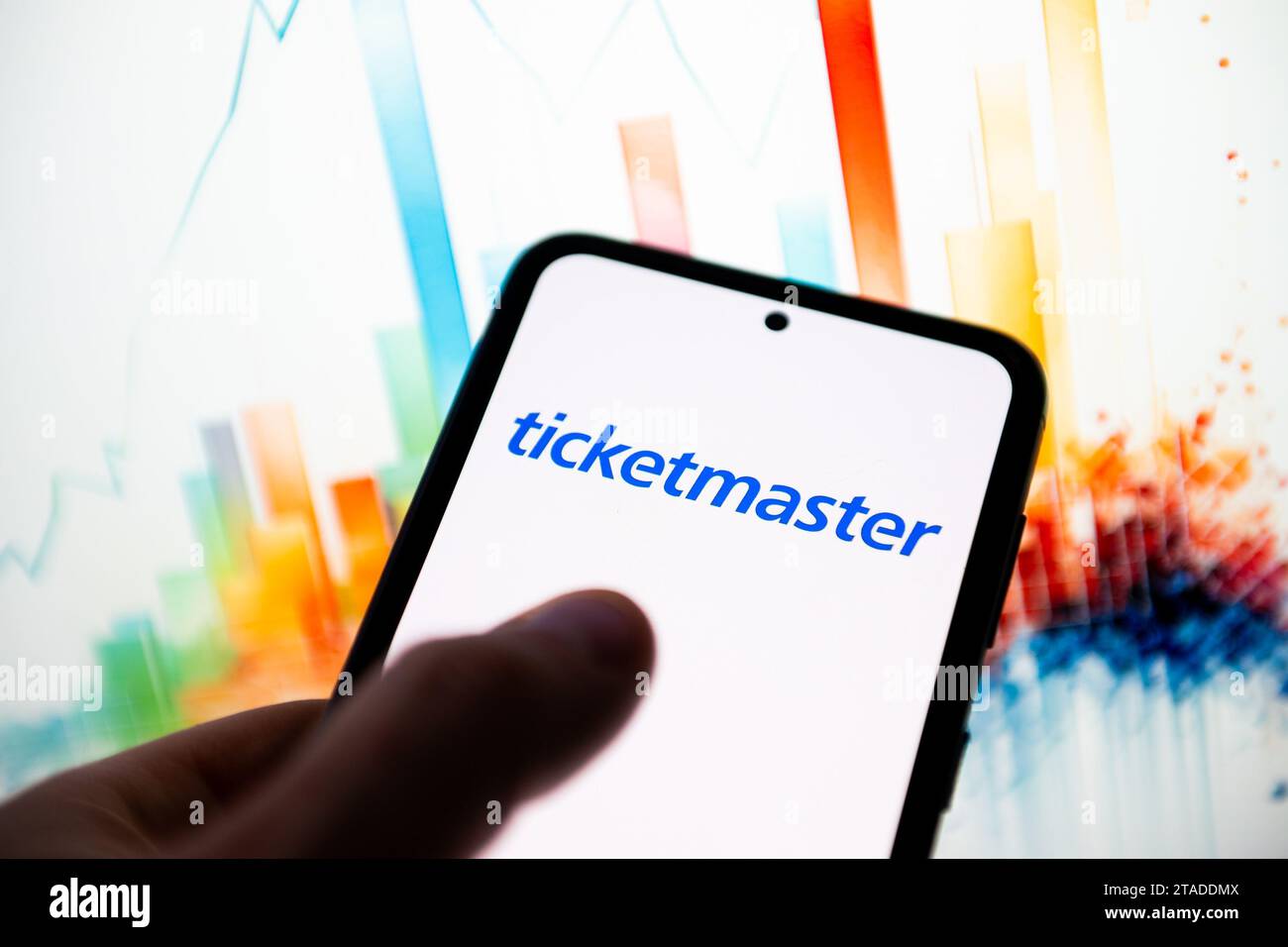 In this photo illustration a Ticketmaster logo seen displayed on a ...