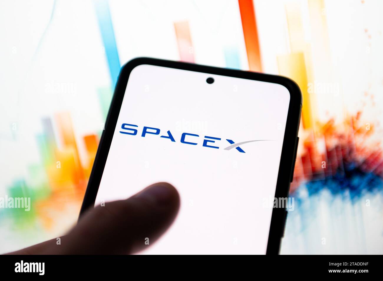 In this photo illustration a Spacex Elon Musk logo seen displayed on a ...