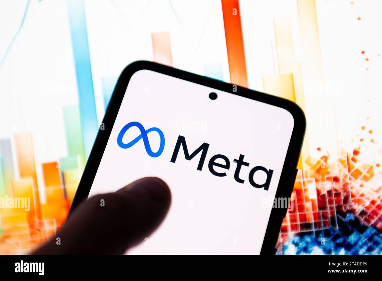 In this photo illustration a Meta logo seen displayed on a smartphone ...